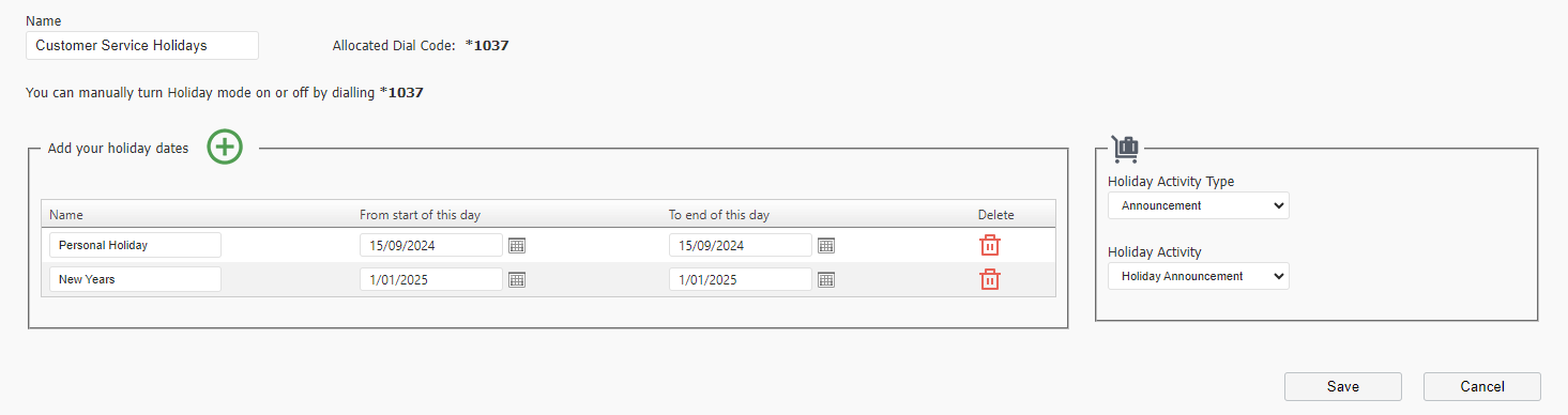 Holidays Conditions – Telair
