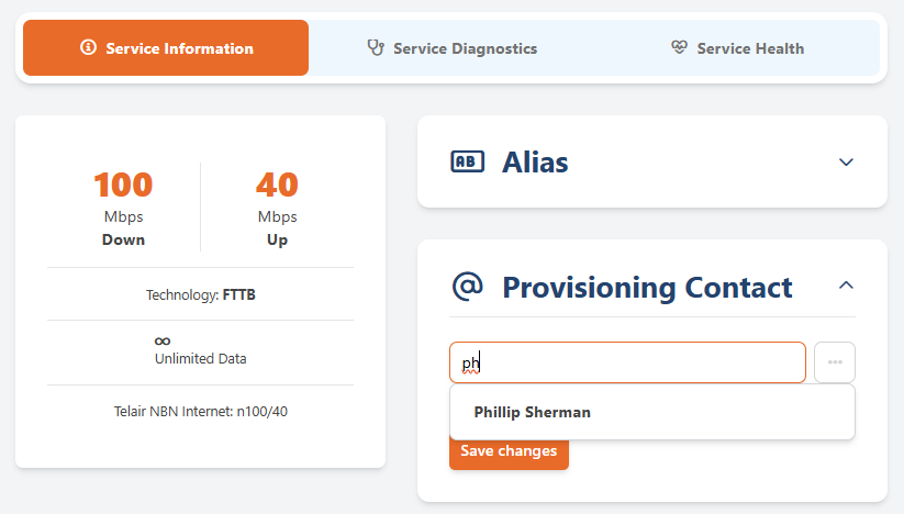 Updating Service Details – Telair